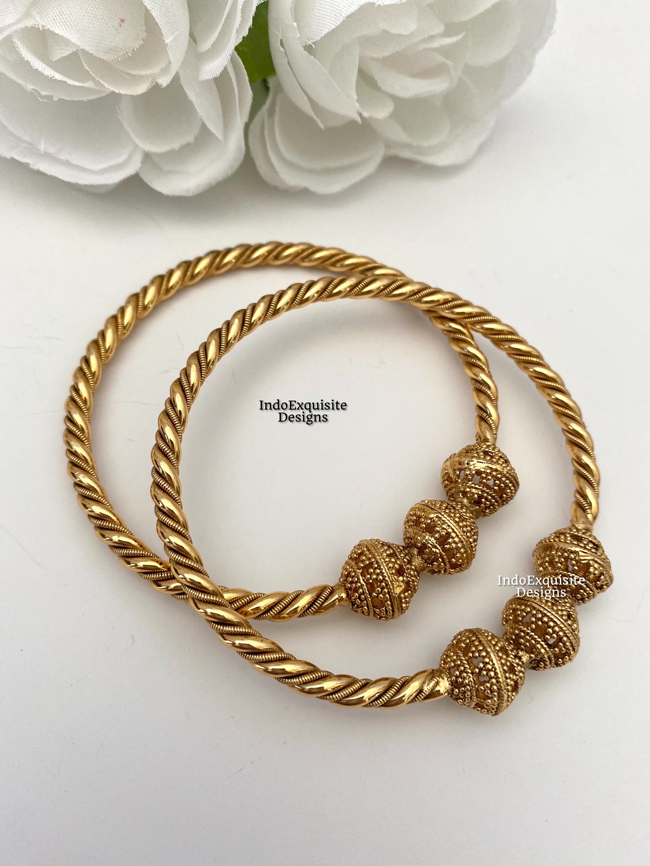 Bollywood Style Gold Plated Kade /bangles in Pair/high Quality Kundan ...