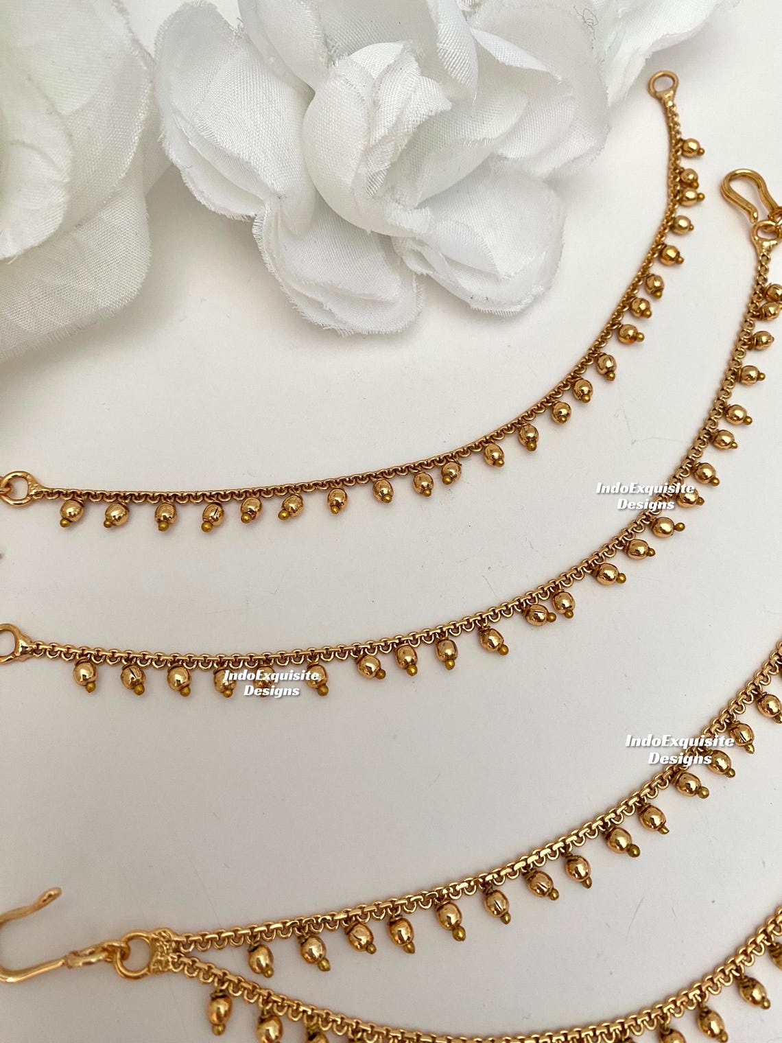 Premium Quality Gold Plated Saharey (pair)/ Kann Chain/bahubali Chains ...