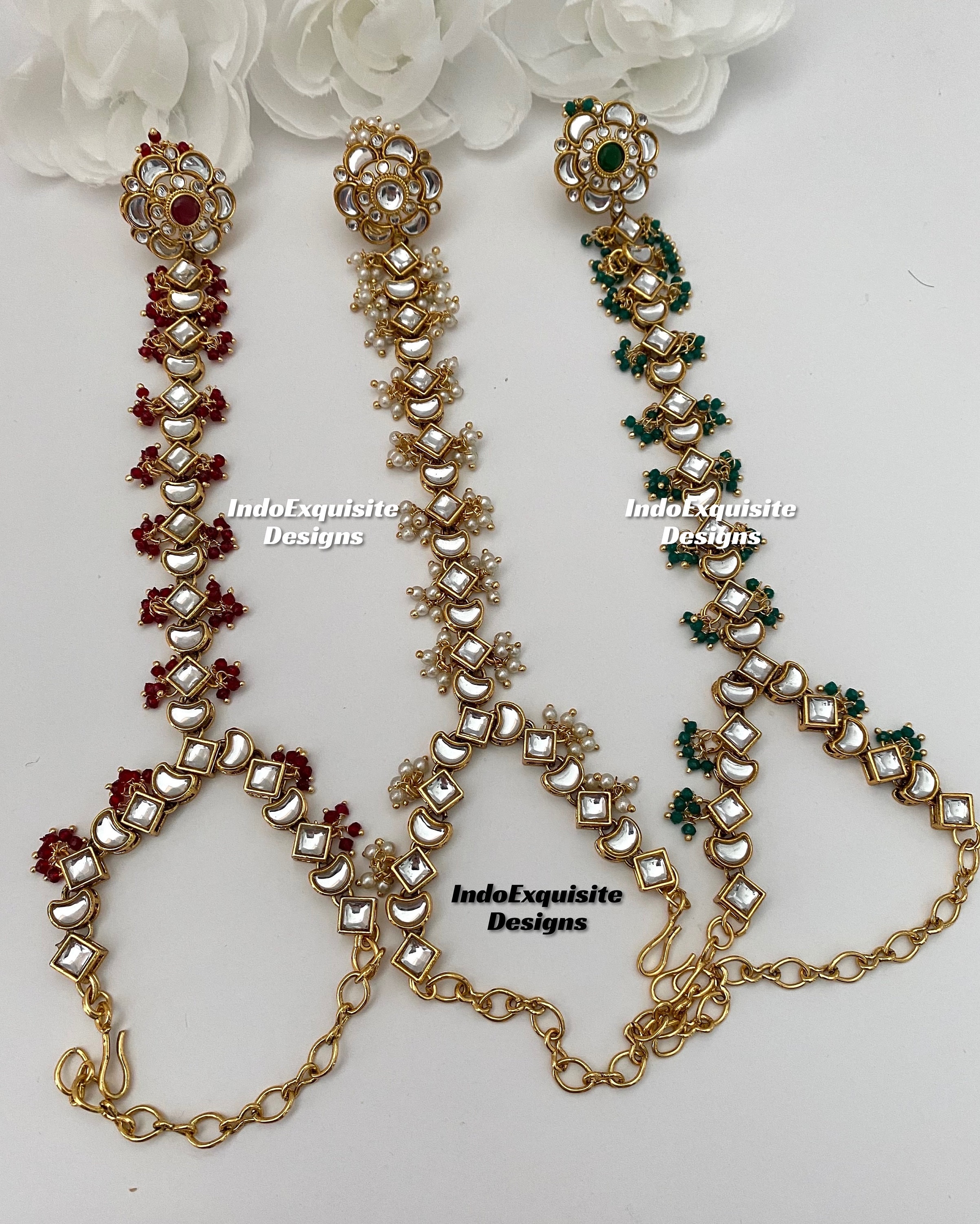 Elegant Kundan Hand Piece/hath Panja/ring Attached With Bracelet ...