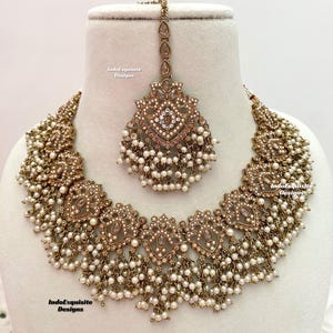 Elegant Antique Gold Pakistani Necklace Set/pakistani Bridal Set With ...