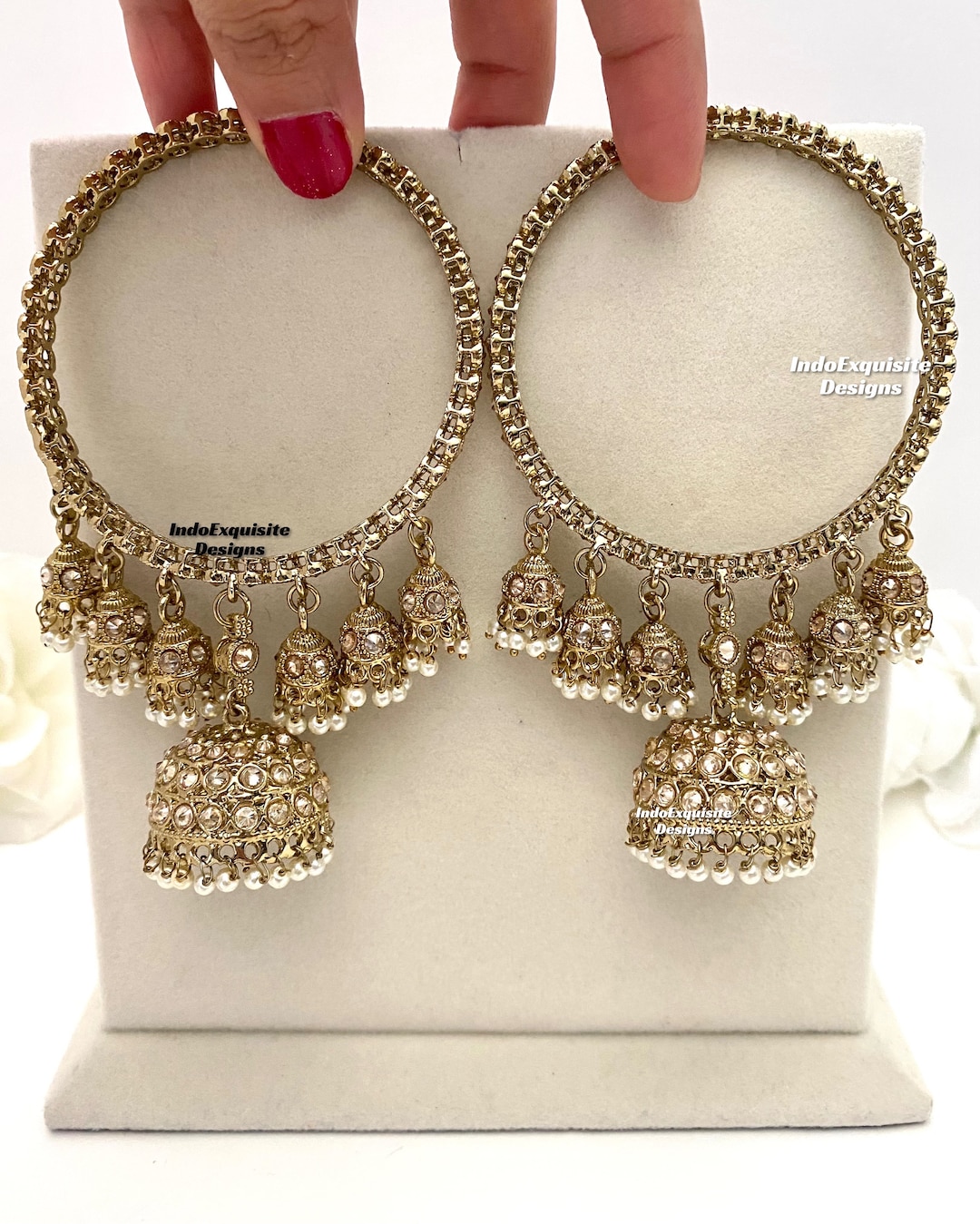 Antique Golden Polki Multi Jhumki Bangles/kade/indian Wedding Jewelry ...