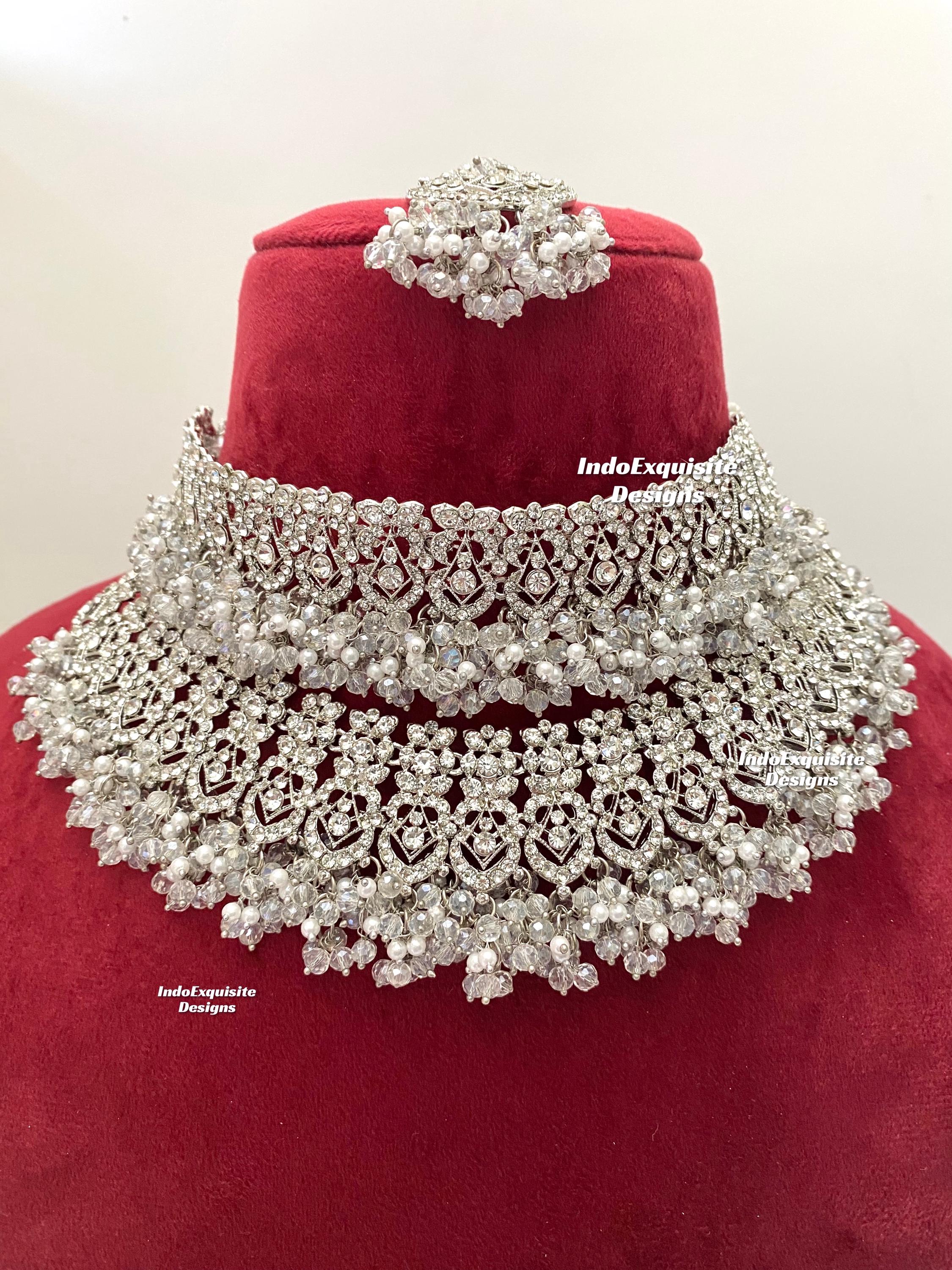 Premium Quality Pakistani Bridal Set in Silver Color/indian and ...