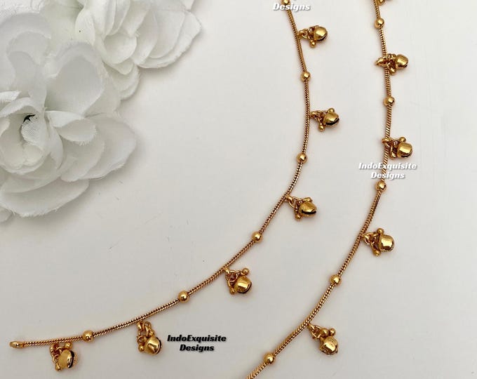 Gold Plated Anklets/payal/ Punjabi Jhanjra With Ghungroo/indian Bridal ...