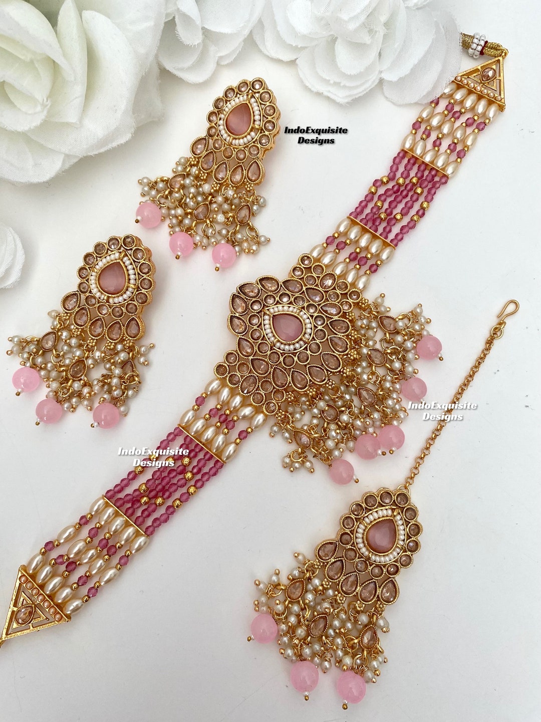 Premium Quality Gold Plated Polki Pearls Choker Set/indian Jewelry ...