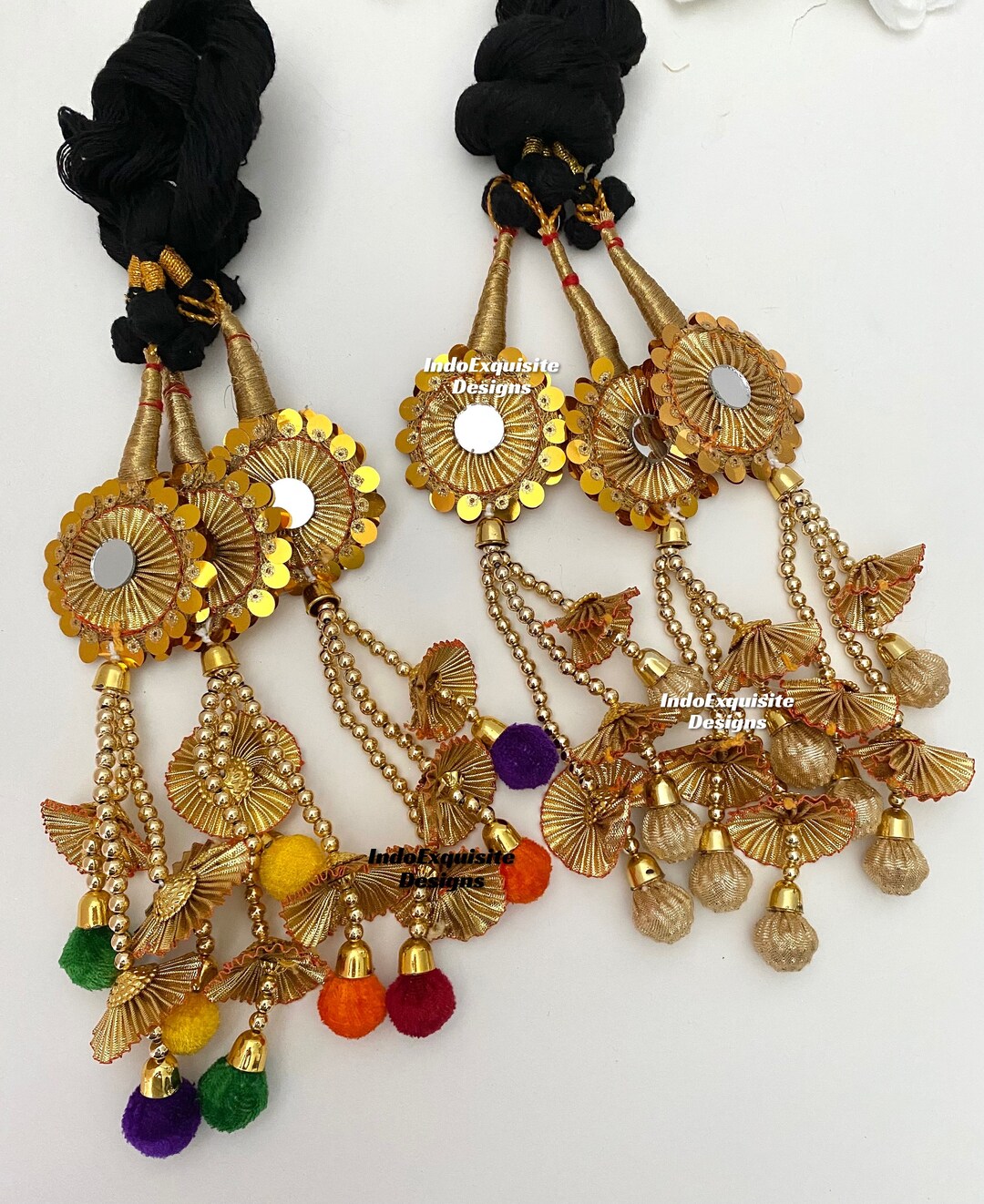 Indian/punjabi Mirror Ghungroo Paranda/jaago Parandi /traditional Braid ...