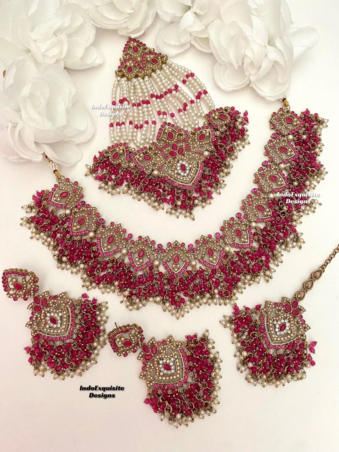 Elegant Antique Gold Pakistani Necklace Set/pakistani Bridal Set With ...