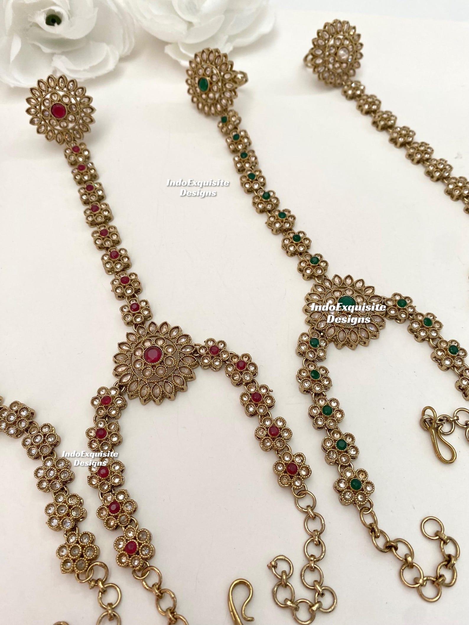 Polki Hand Pieces/reverse AD Hath Panja/ring Attached With Bracelet ...