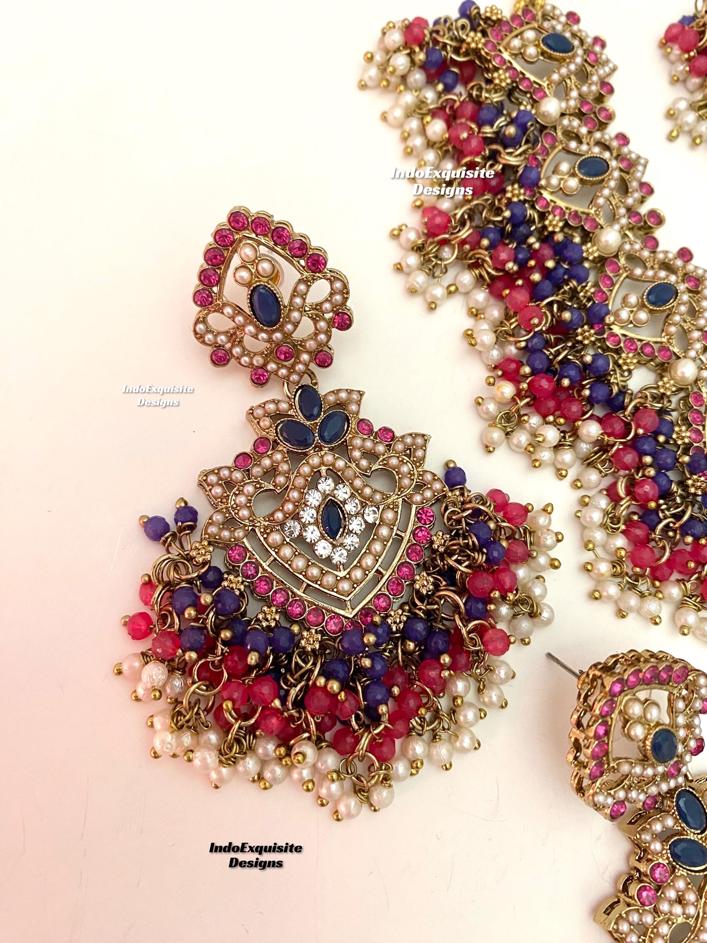 Elegant Antique Gold Pakistani Necklace Set/pakistani Bridal Set With ...