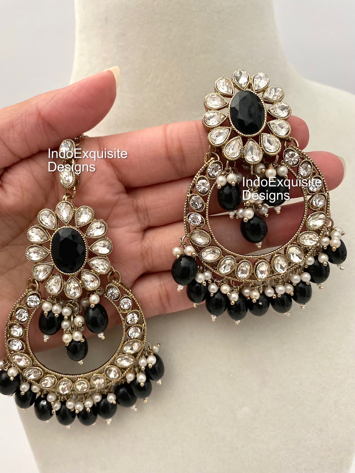 Kundan Choker Set/black Choker Set/indian Jewelry/kundan Polki Necklace ...