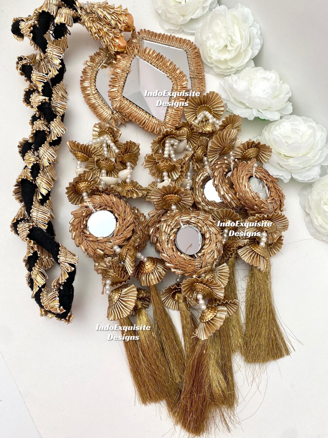 Indian/punjabi Viral Gotta Patti Mirror Heavy Look Paranda With Lace ...