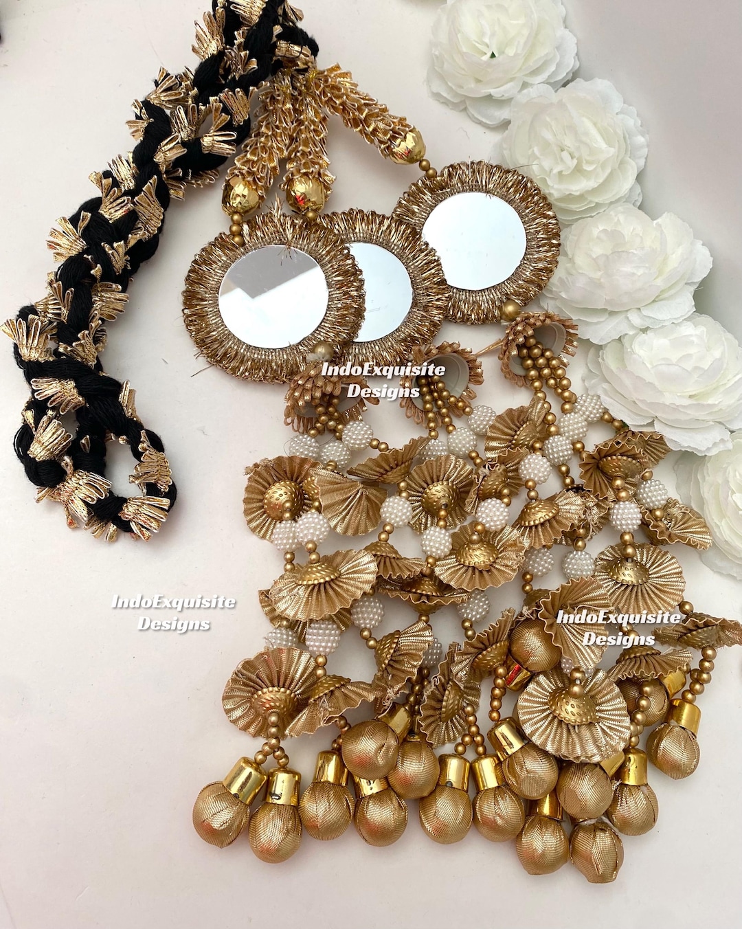 Indian/punjabi Viral Gotta Patti Mirror, Pearls and Shells Heavy Look ...