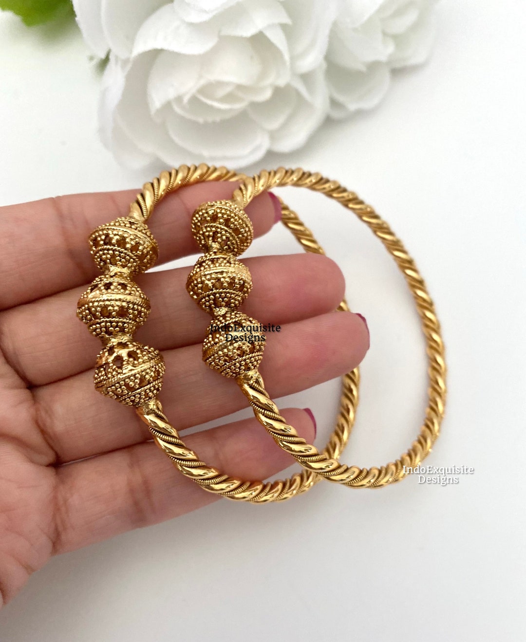 Bollywood Style Gold Plated Kade /bangles in Pair/high Quality Kundan ...