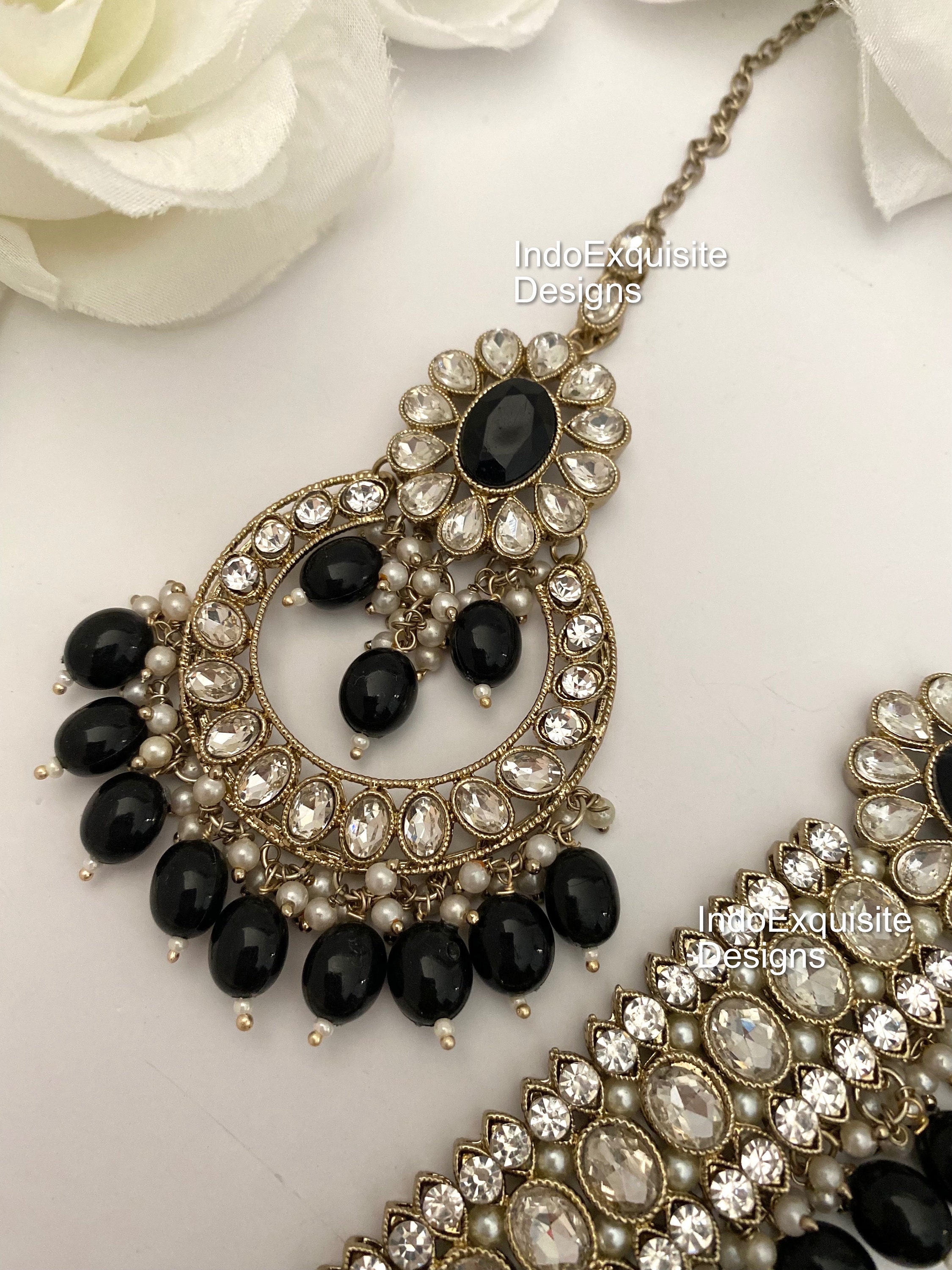 Kundan Choker Set/black Choker Set/indian Jewelry/kundan Polki Necklace ...