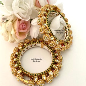 Trendy Rajwadi Kada/ Pachali Bangles/ Meenakari Kundan Openable Kada ...