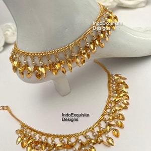 Gold Plated Anklets/payal/ Punjabi Jhanjra With Pipal Patti/indian ...