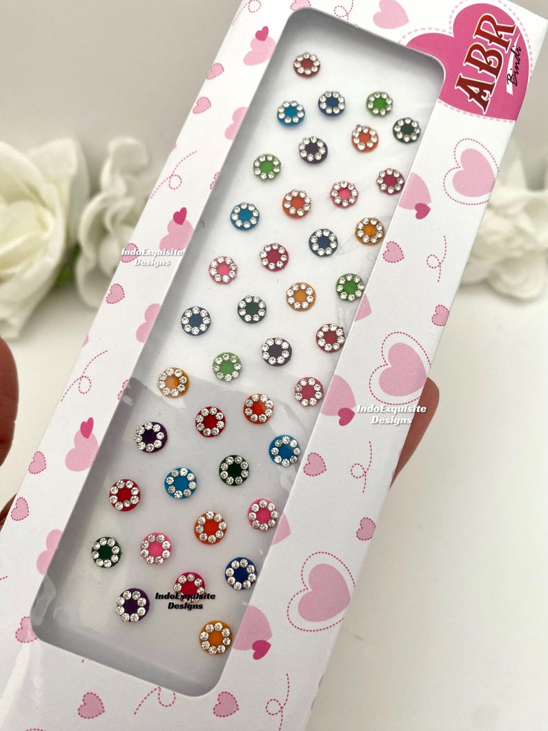 Indian Round Bindi Card With Stones Border/kumkum Sticker/forehead ...