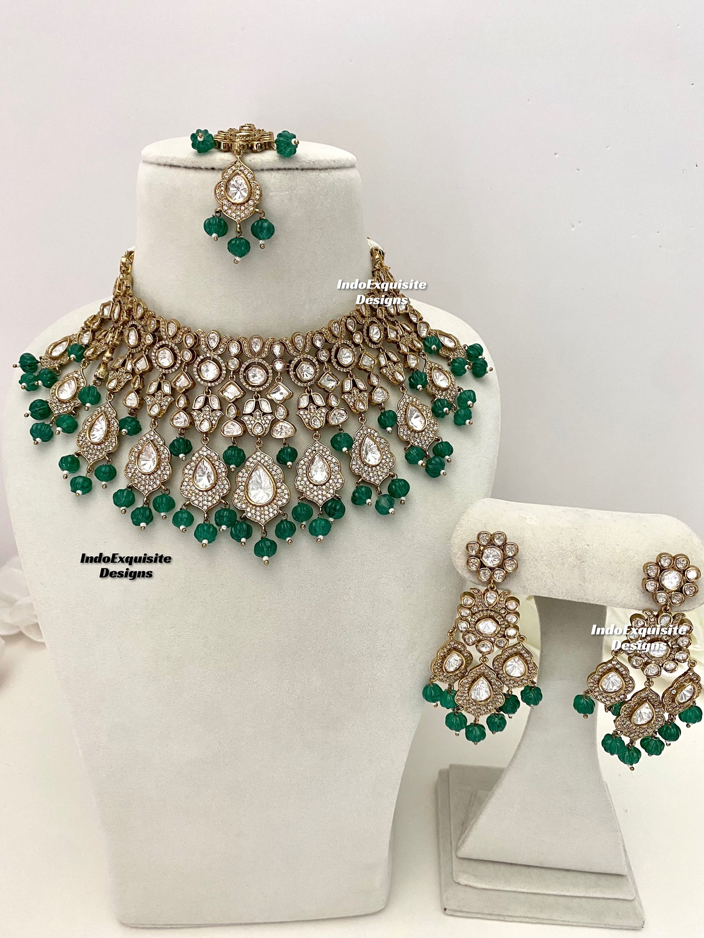 Premium Quality Tyani Inspired Uncut Kundan Moissanite Necklace Set ...