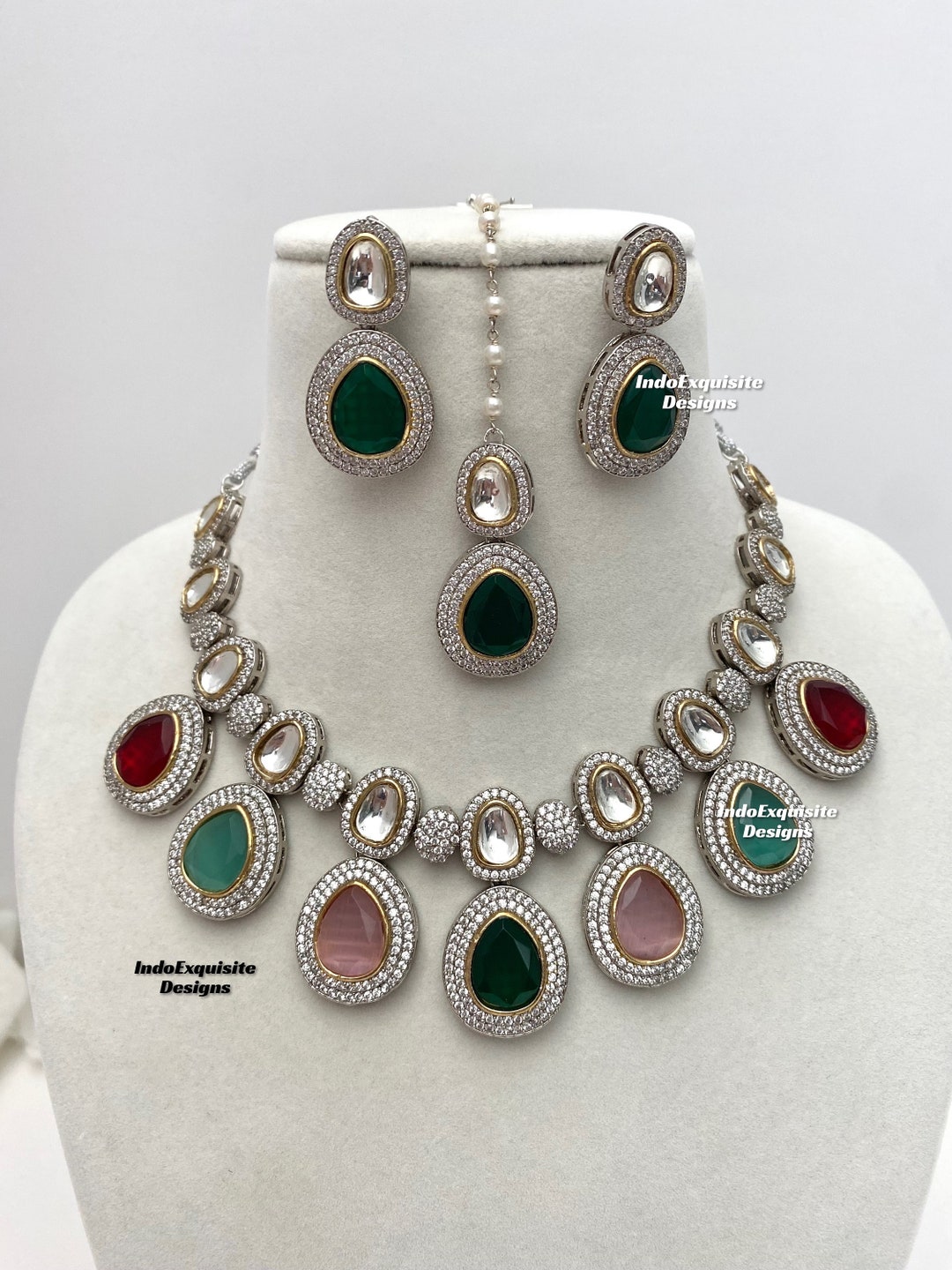 Premium Quality Tyani Inspired Uncut Kundan Dual Tone Necklace Set ...
