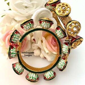 Rajwadi Kada (single Pc) / Pachali Bangles/ Meenakari Kundan Openable ...