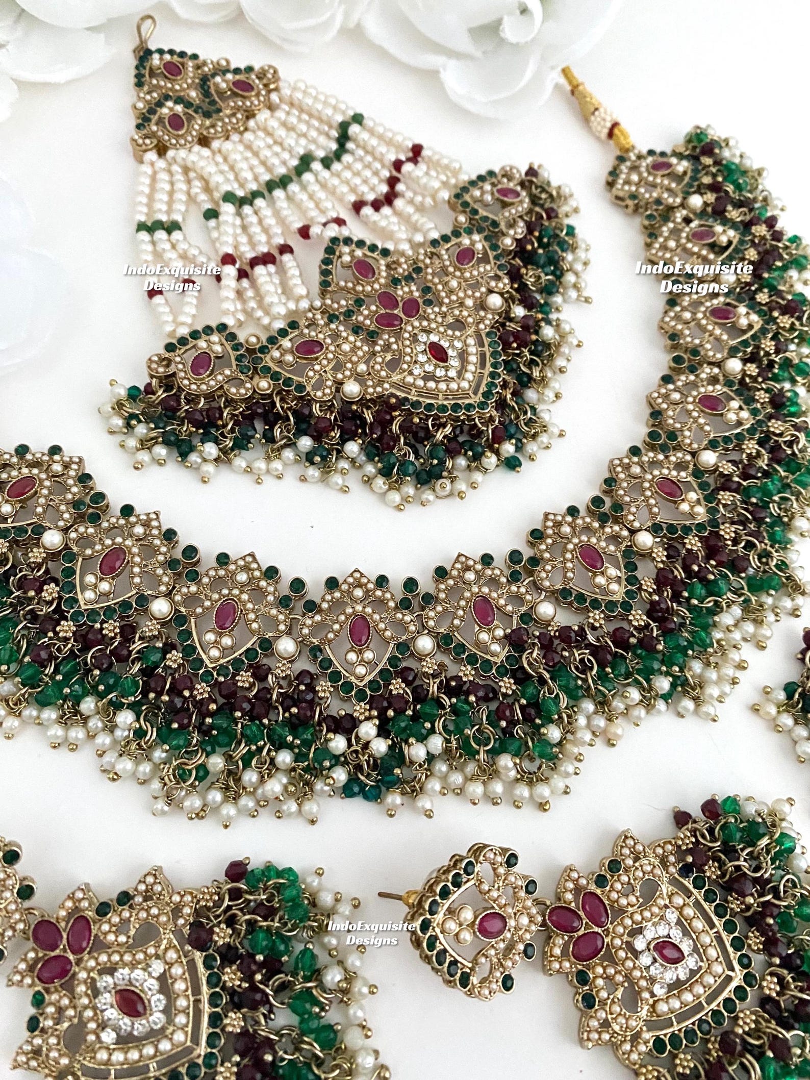 Elegant Antique Gold Pakistani Necklace Set/pakistani Bridal Set With ...