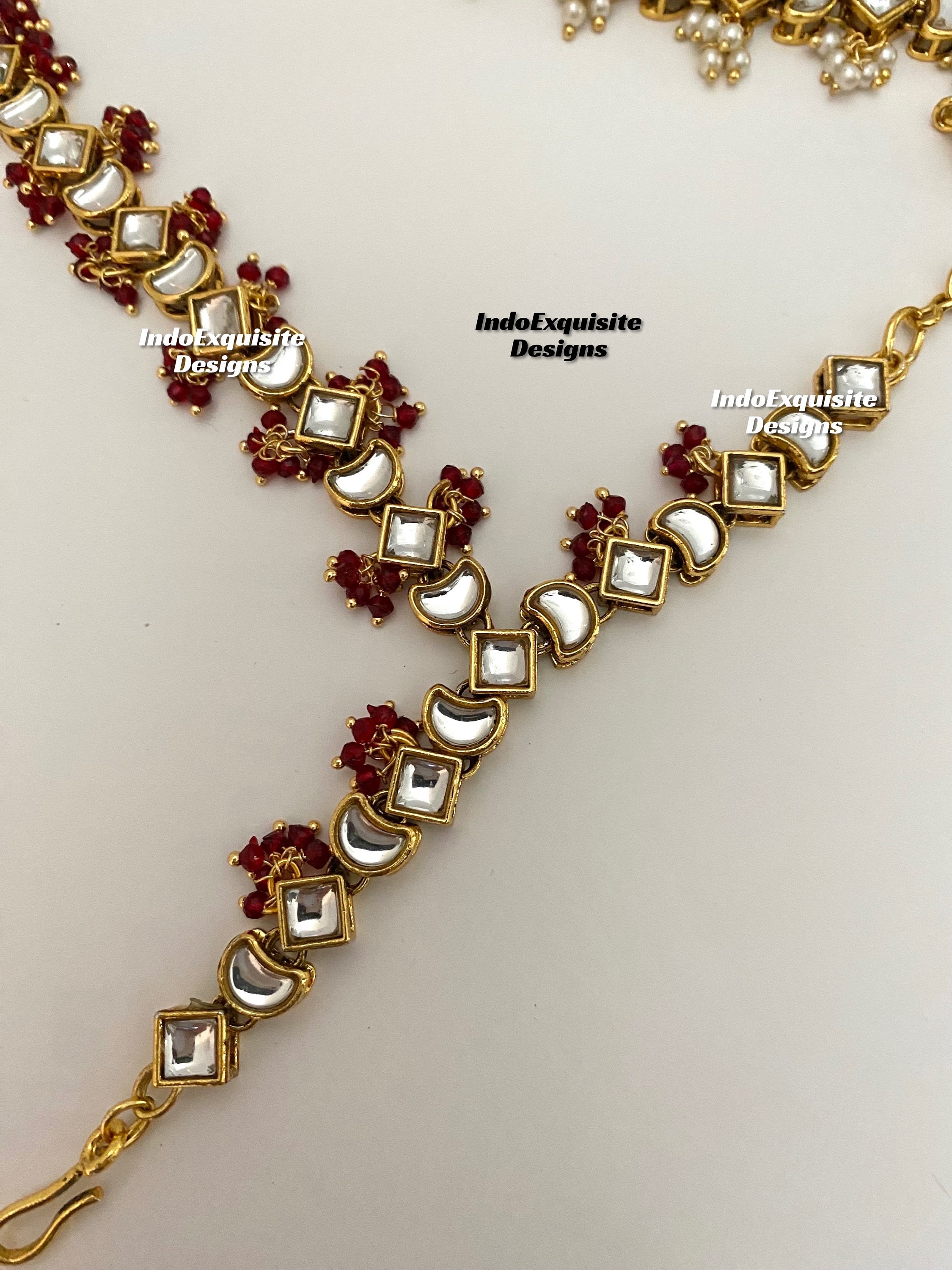 Elegant Kundan Hand Piece/hath Panja/ring Attached With Bracelet ...