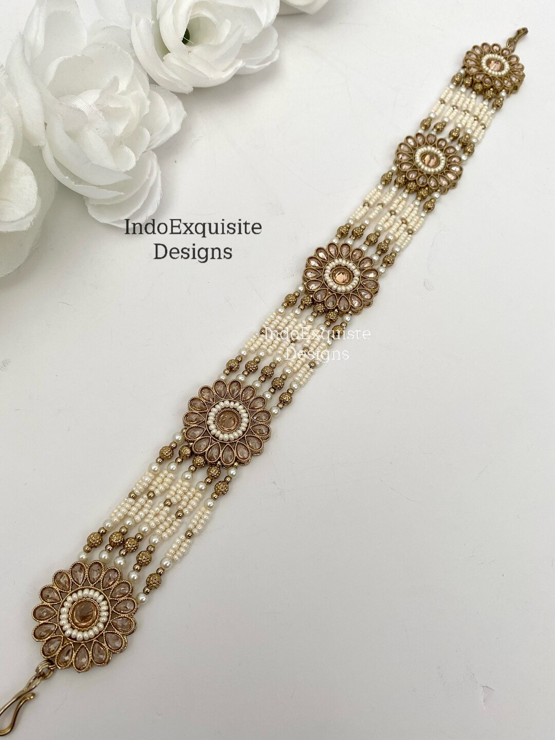 Antique Gold Polki Sheesh Phool/head Band/matha Patti/ Sheesh Patti ...