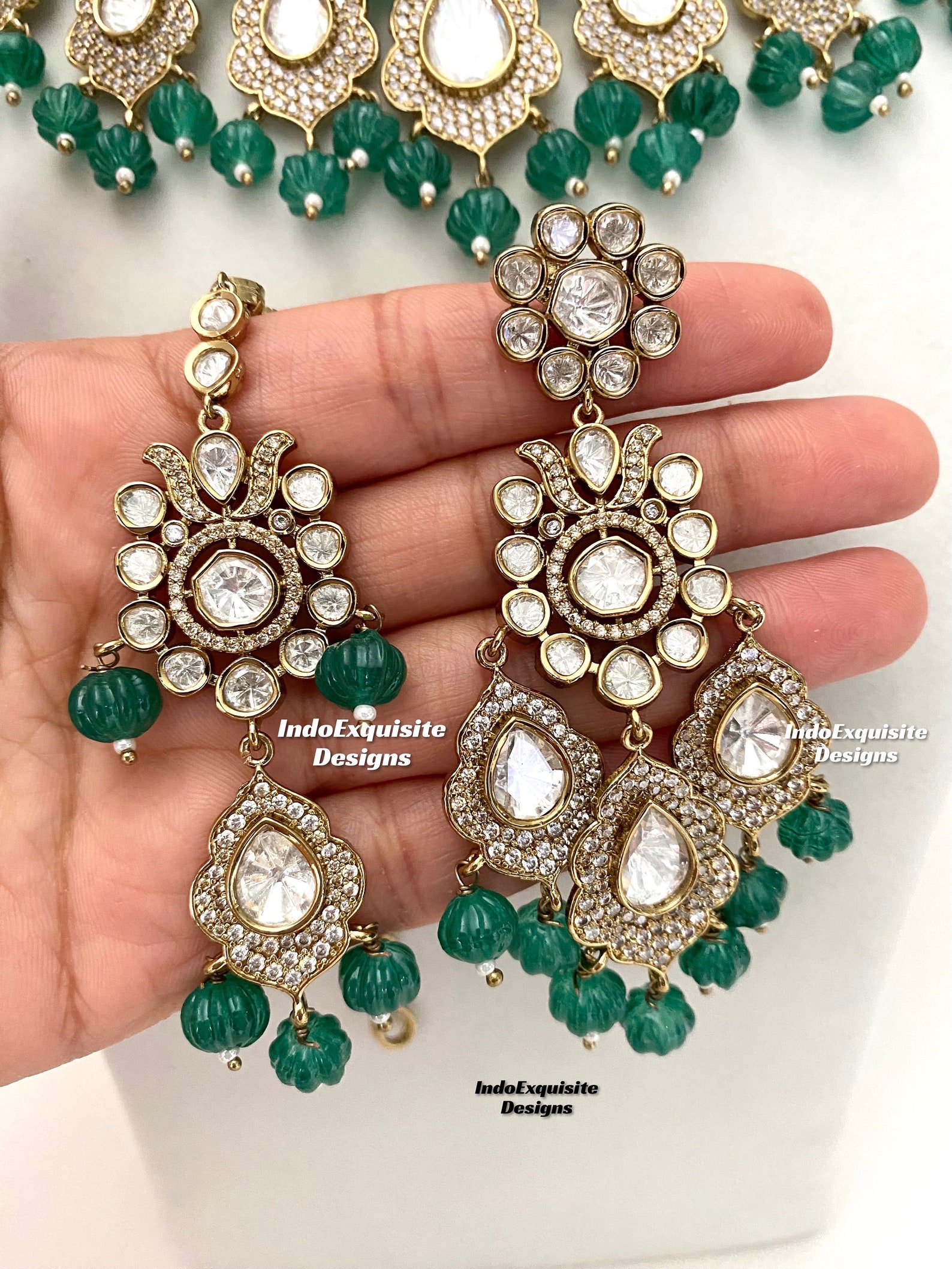 Premium Quality Tyani Inspired Uncut Kundan Moissanite Necklace Set ...