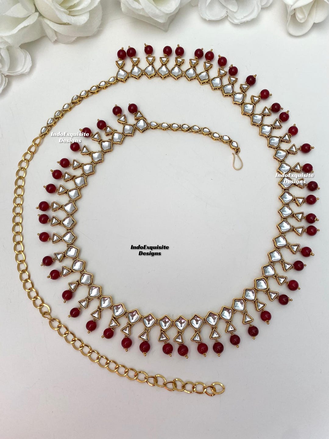 Elegant Kundan Waist Belt/belly Chain/ Kamarpatta/kamarbandh/indian ...