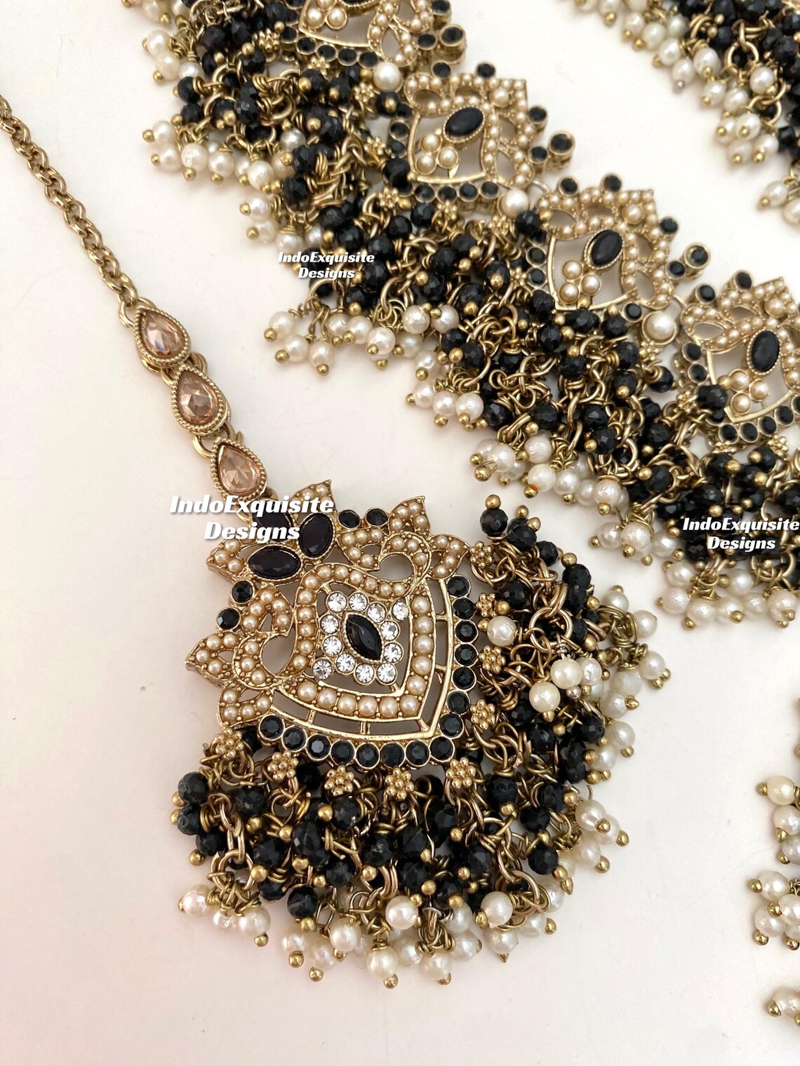 Elegant Antique Gold Pakistani Necklace Set/pakistani Bridal Set With ...