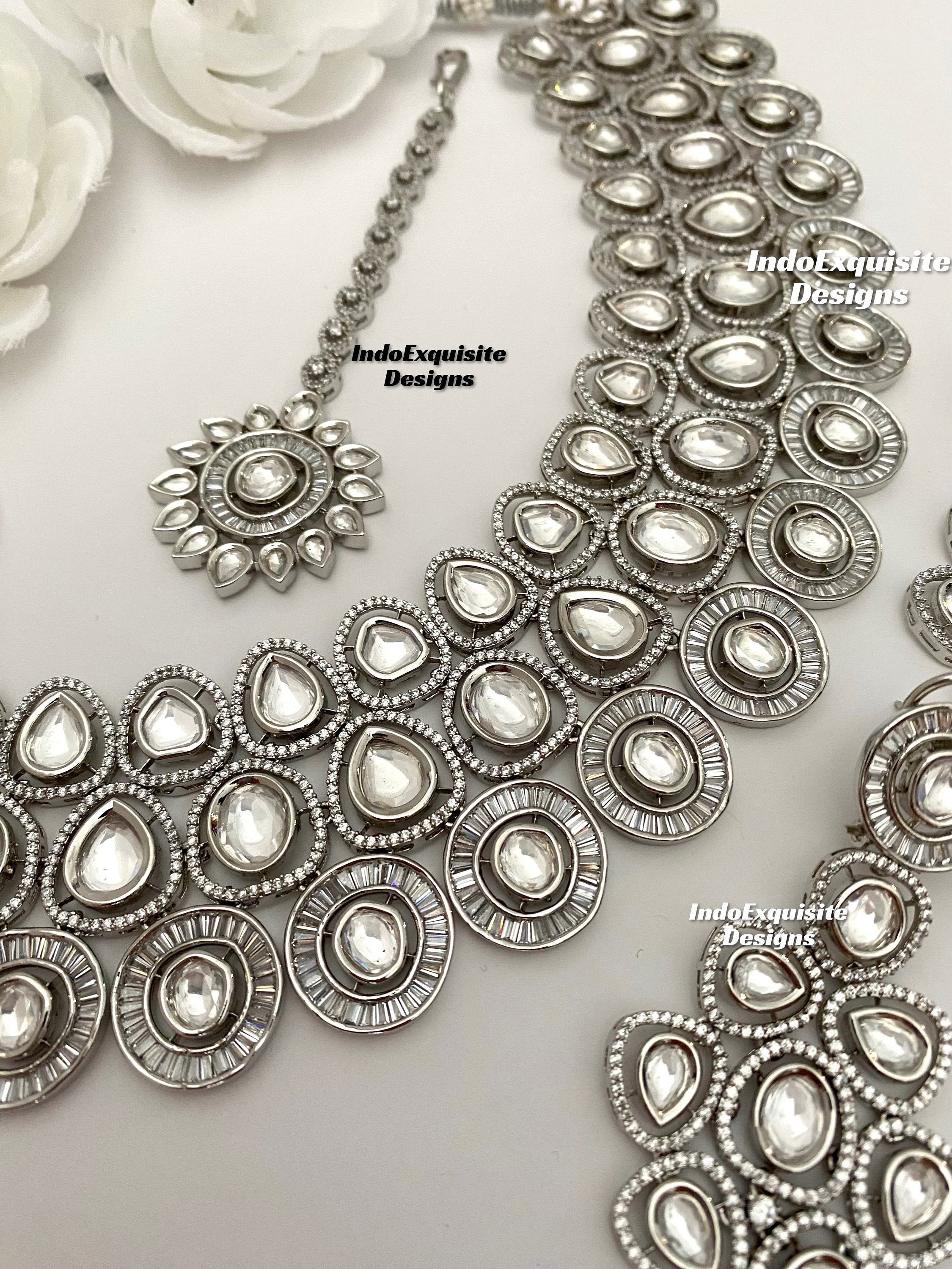 Premium Quality Tyani Inspired Kundan Necklace Set/ Uncut Real Polki ...