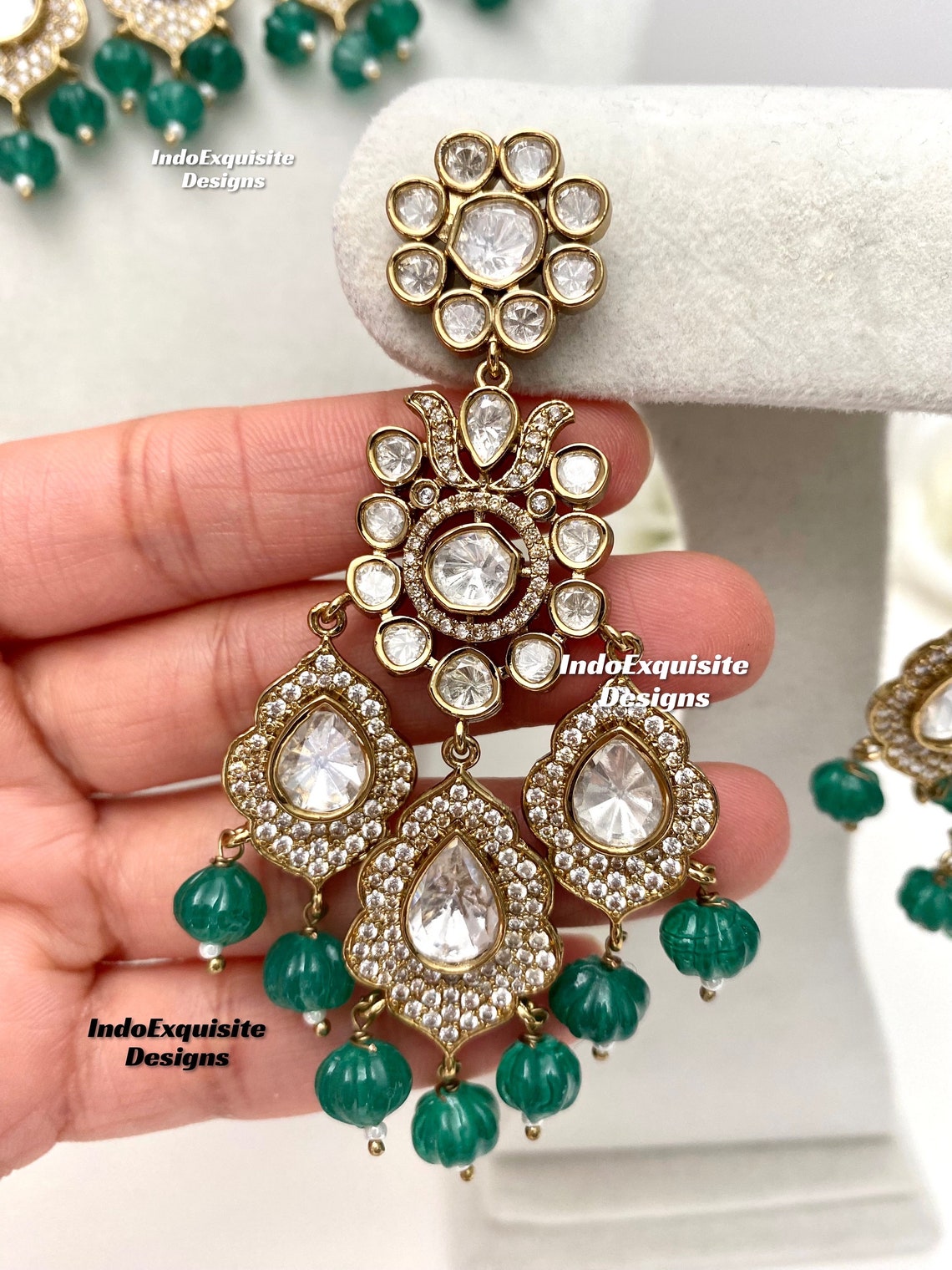 Premium Quality Tyani Inspired Uncut Kundan Moissanite Necklace Set ...