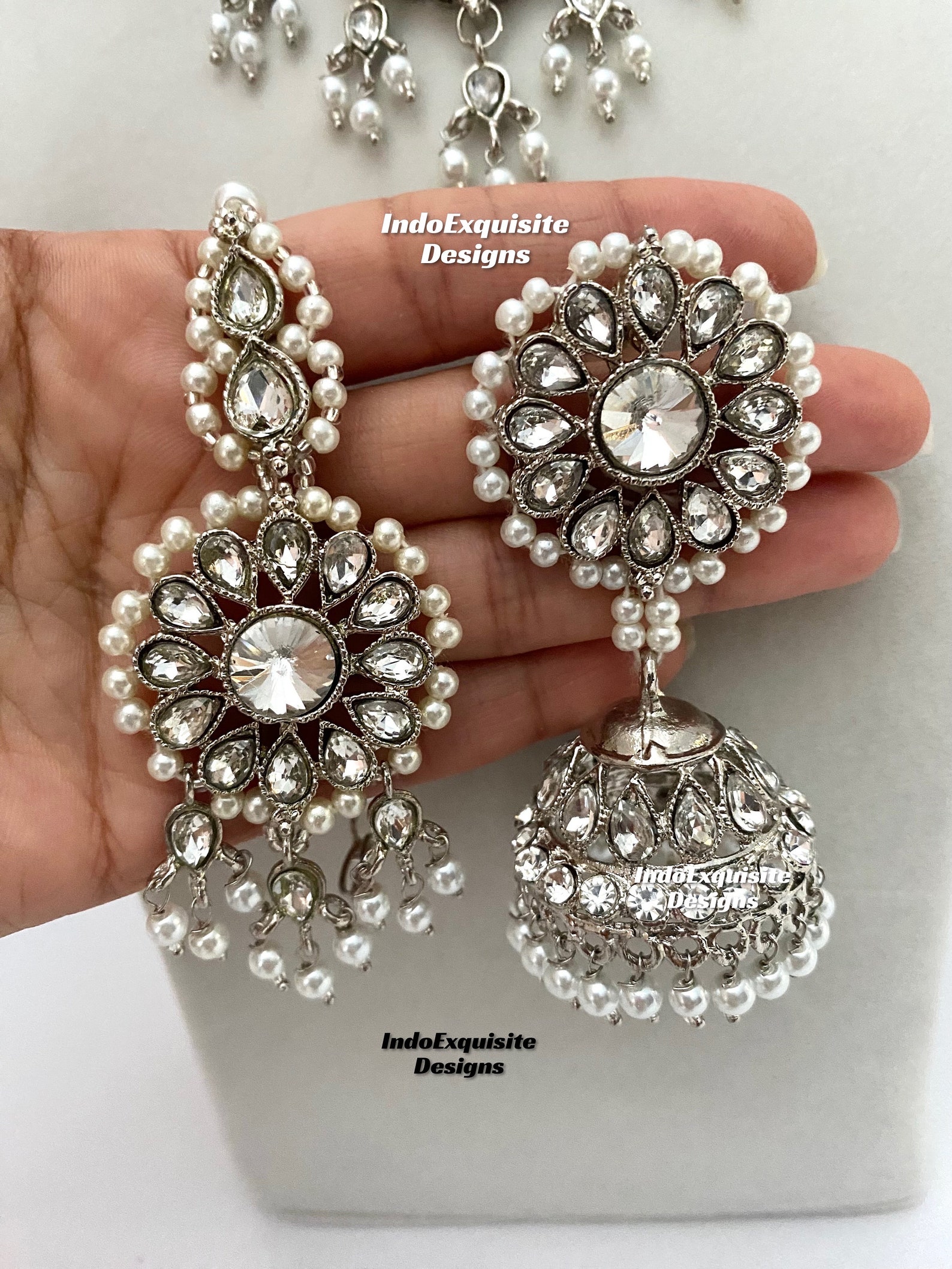 Elegant Silver Base Pakistani Choker Set/pakistani Bridal Set With ...