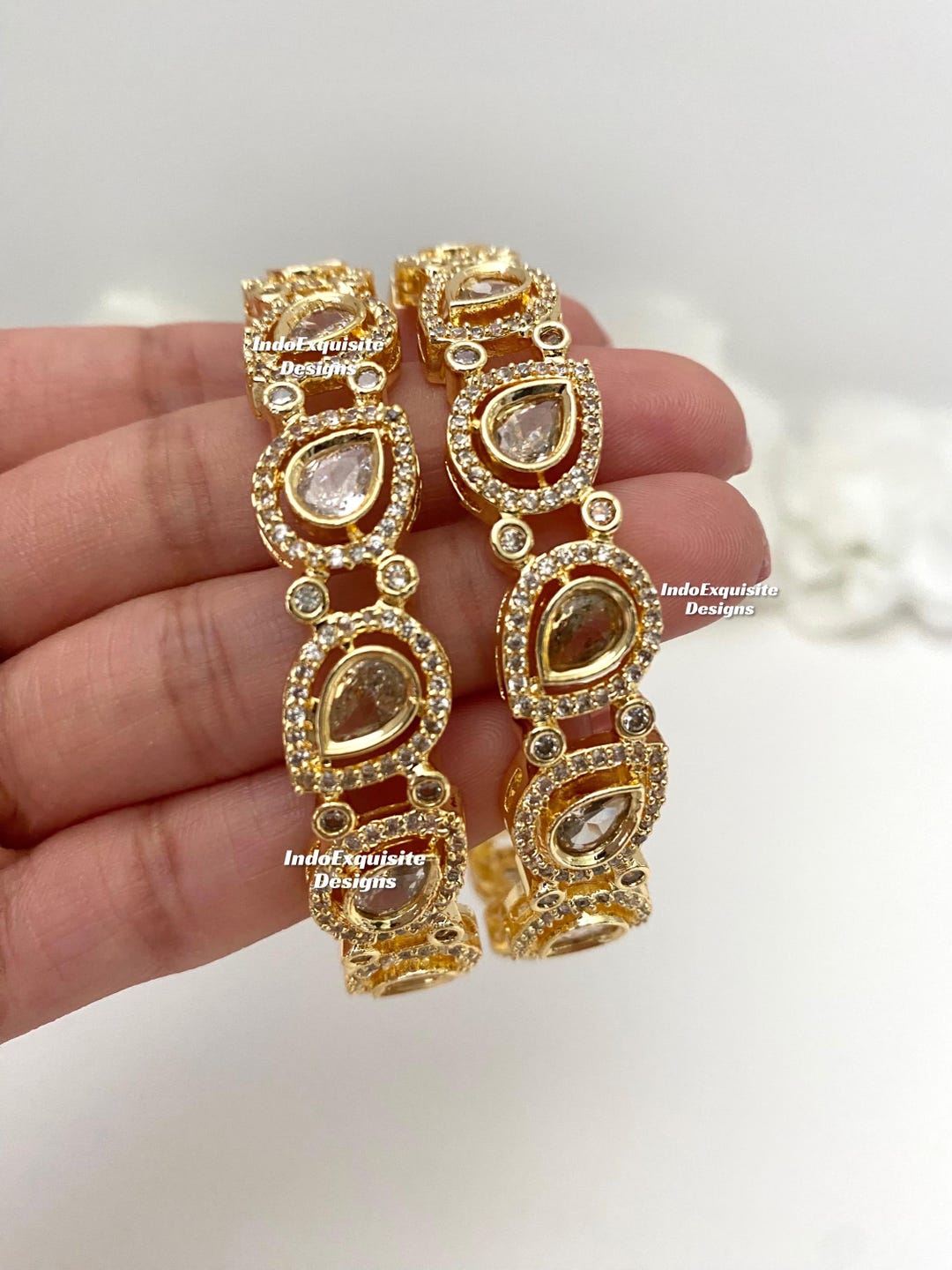 Premium Quality Tyani Inspired Golden Kundan and American Diamond ...