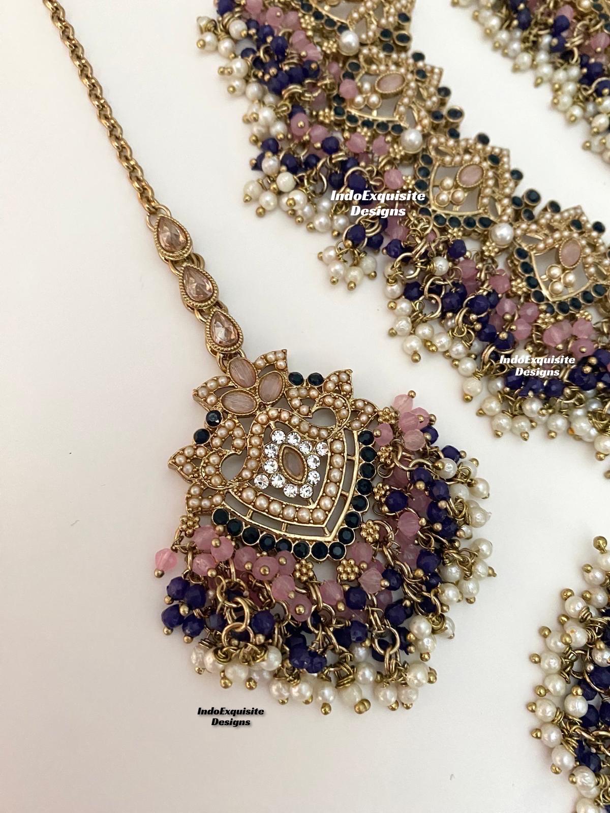Elegant Antique Gold Pakistani Necklace Set/pakistani Bridal Set With ...