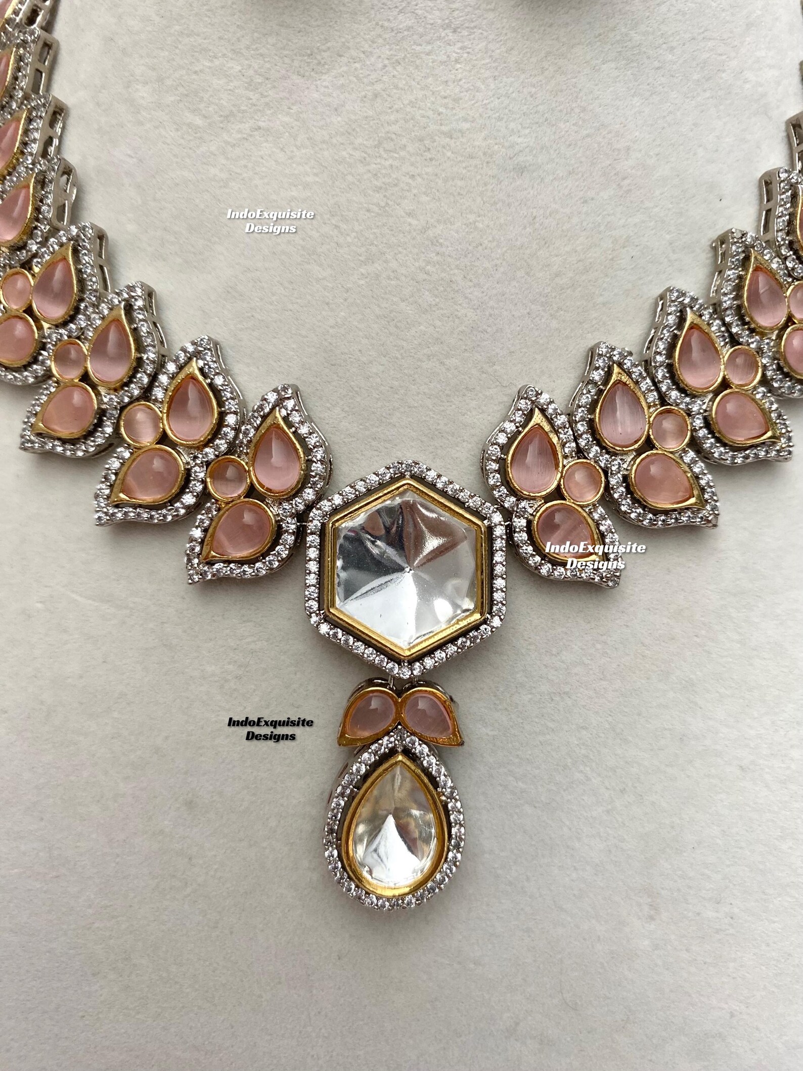 Premium Quality Tyani Inspired Dual Tone Uncut Kundan Necklace Set With ...