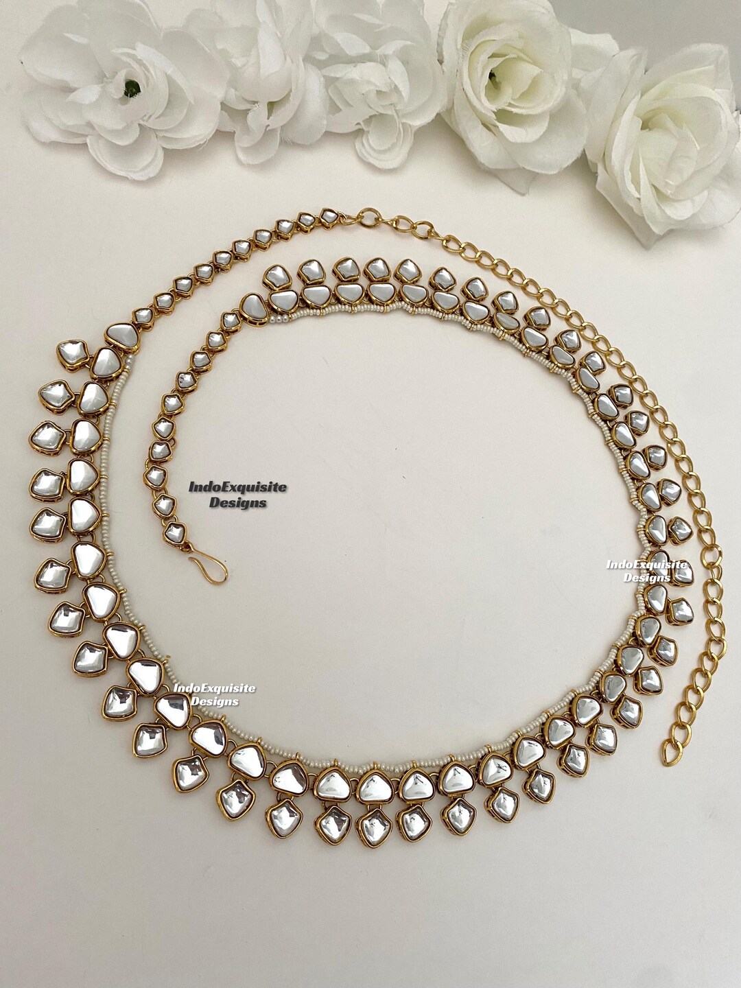 Elegant Kundan Waist Belt/belly Chain/ Kamarpatta/kamarbandh/indian ...