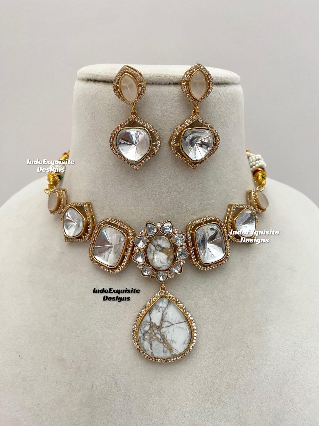 Premium Quality Tyani Inspired Uncut Kundan Doublet Stone Necklace Set ...