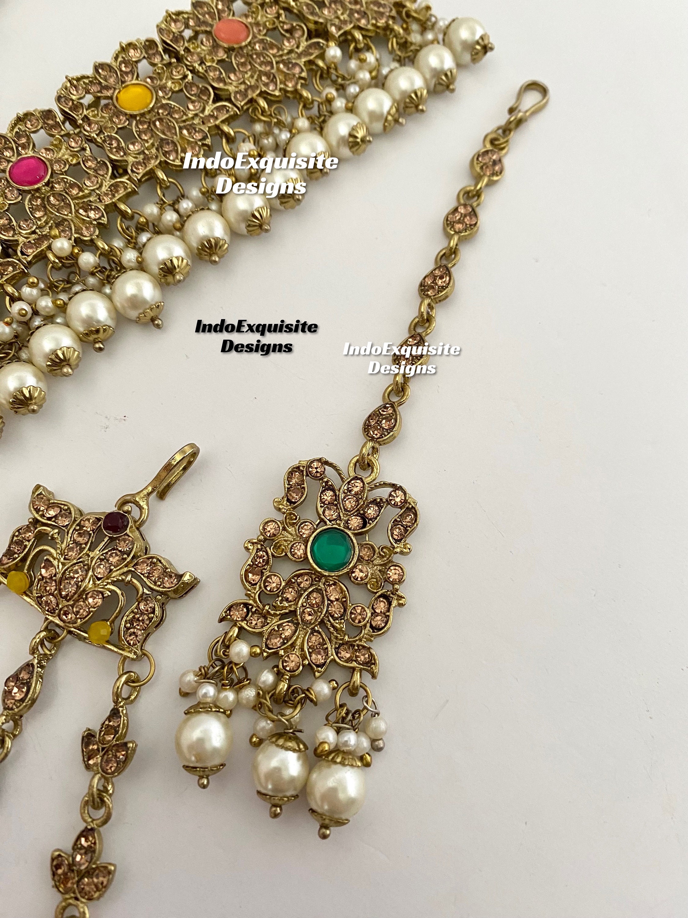 Antique Gold Base Pakistani Choker Set/pakistani Bridal Set With ...