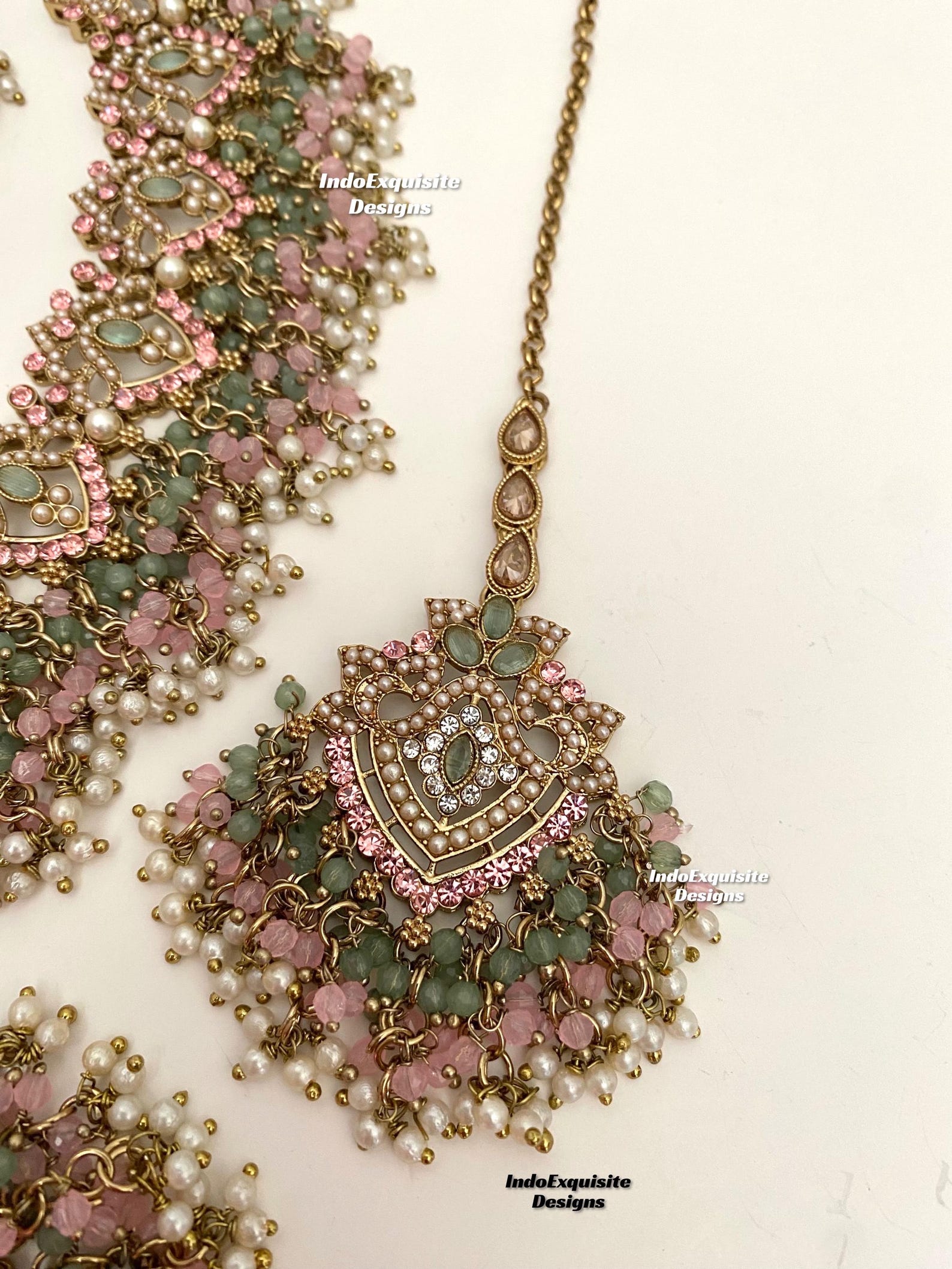 Elegant Antique Gold Pakistani Necklace Set/pakistani Bridal Set With ...