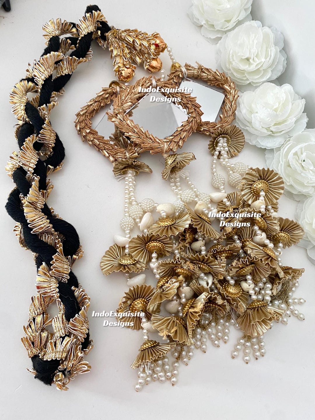 Indian/punjabi Viral Gotta Patti Mirror, Pearls and Shells Heavy Look ...