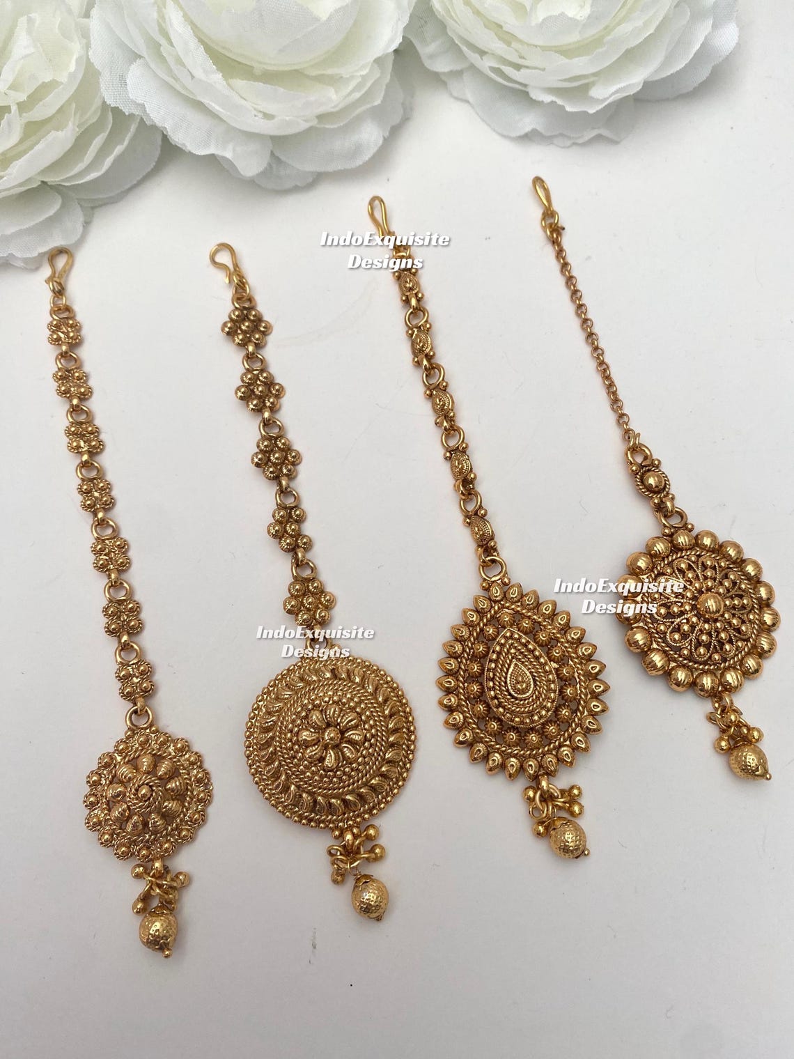 Gold Plated Maang Tikkas/gold Look Tikka/ High Quality Golden Bindi ...