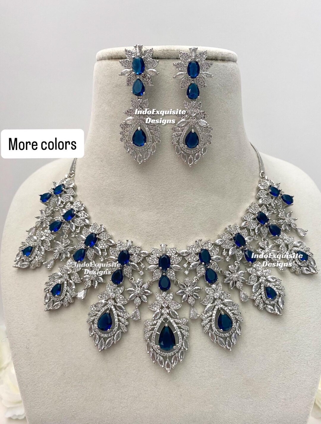 Silver Base American Diamond Necklace Set/ CZ Necklace/indian Jewelry ...