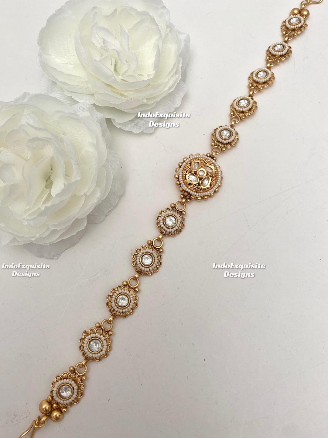 Gold Plated Kundan Sheesh Phool/head Band/matha Patti/ Sheesh Patti ...