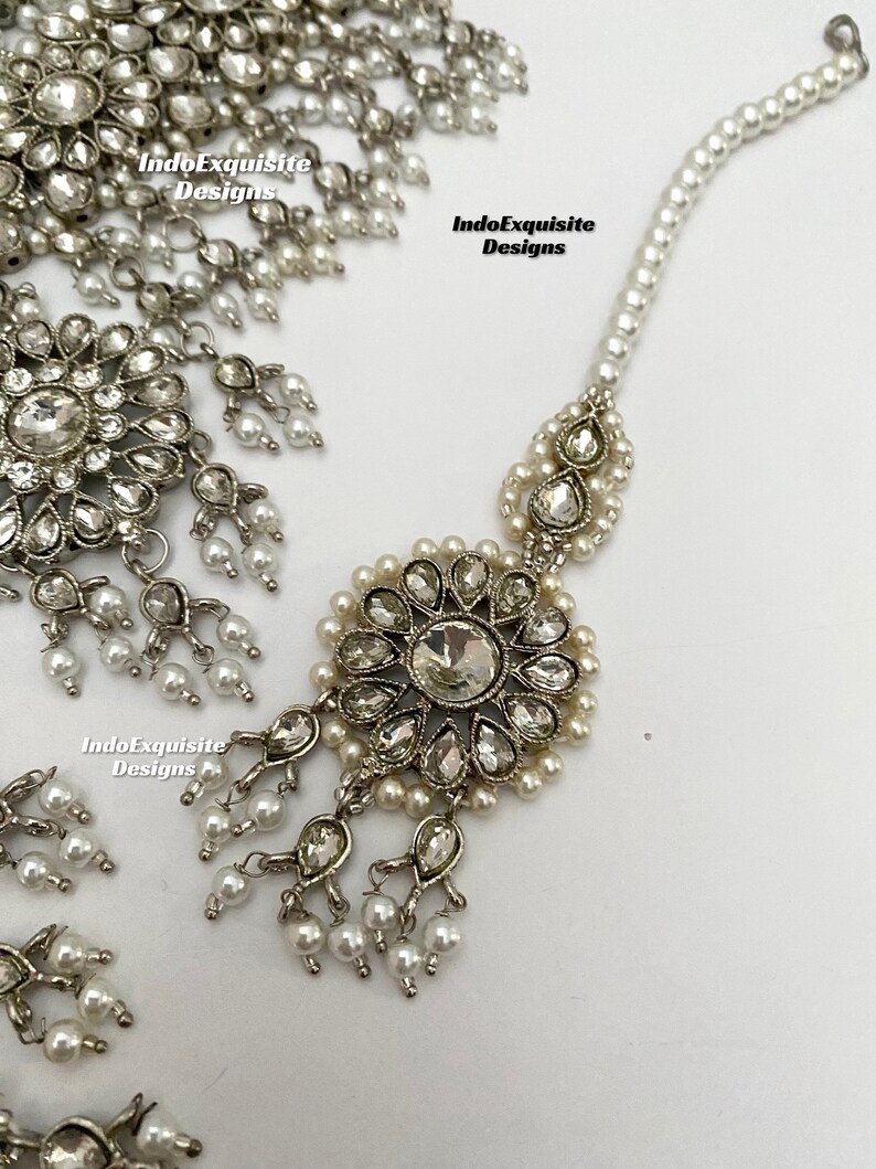 Elegant Silver Base Pakistani Choker Set/pakistani Bridal Set With ...