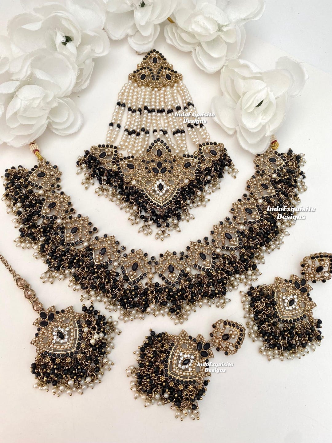 Elegant Antique Gold Pakistani Necklace Set/pakistani Bridal Set With ...