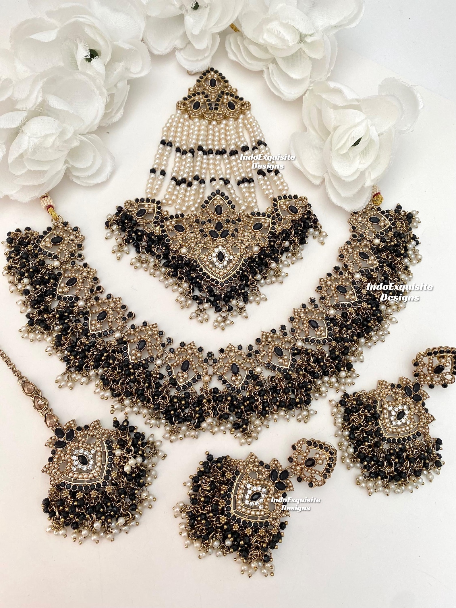 Elegant Antique Gold Pakistani Necklace Set/pakistani Bridal Set With ...
