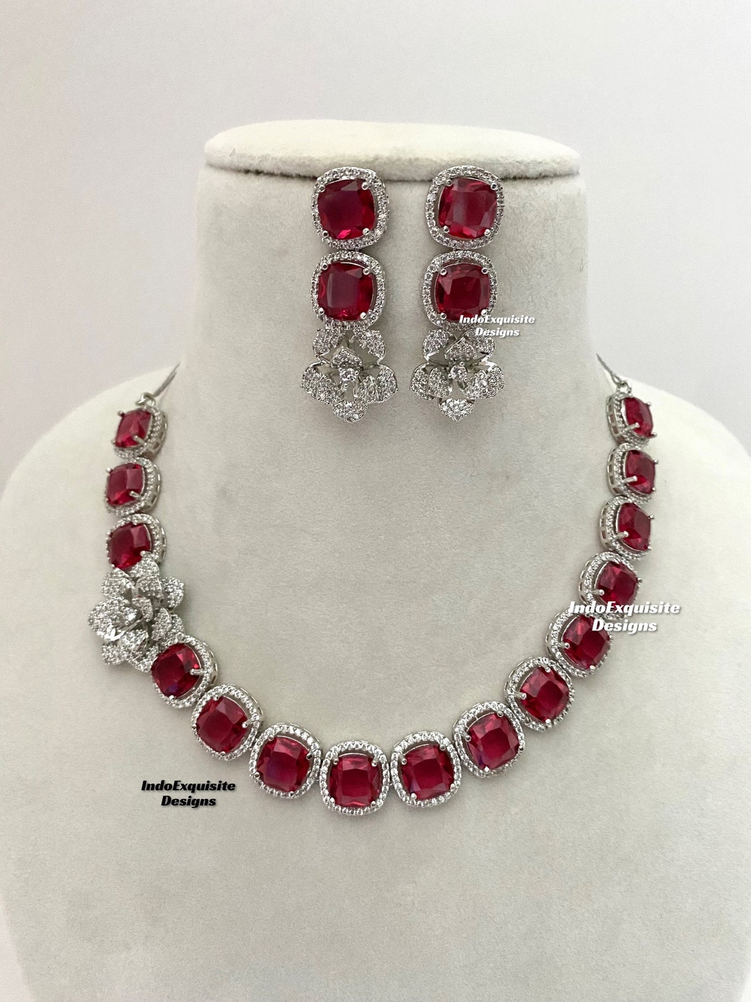 American Diamond Necklace Set/cz Necklace/indian Jewelry/ Reception ...