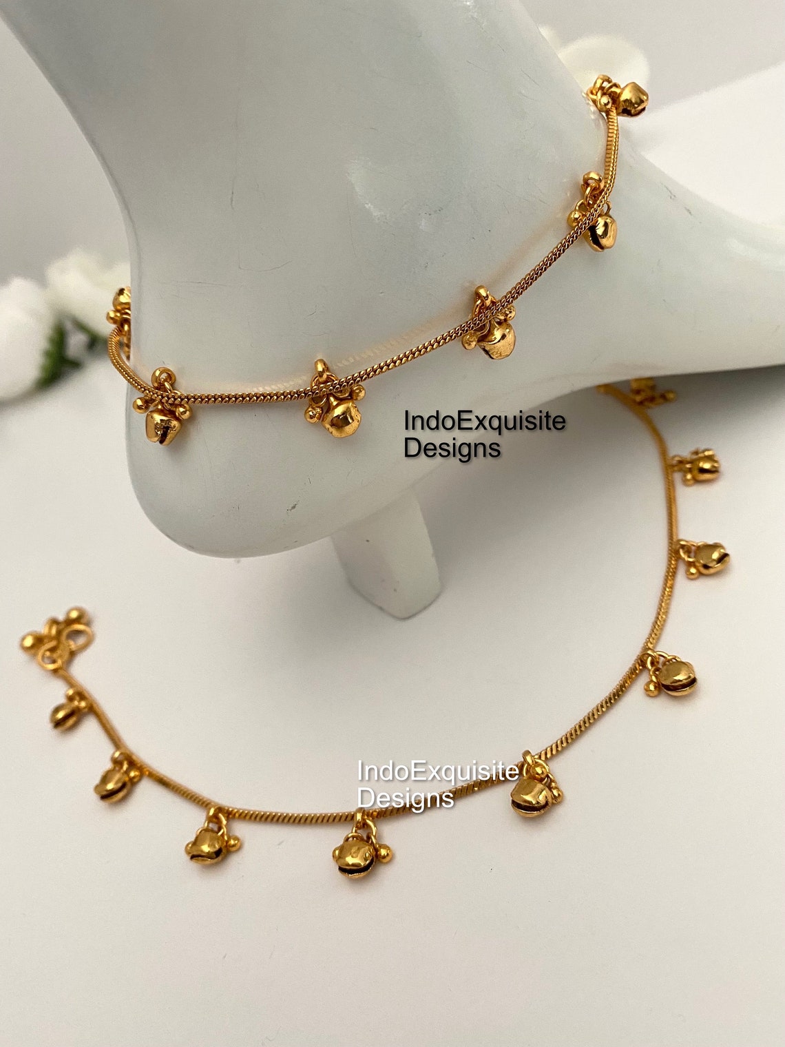 Gold Plated Anklets/payal/ Punjabi Jhanjra With Ghungroo/indian Bridal ...