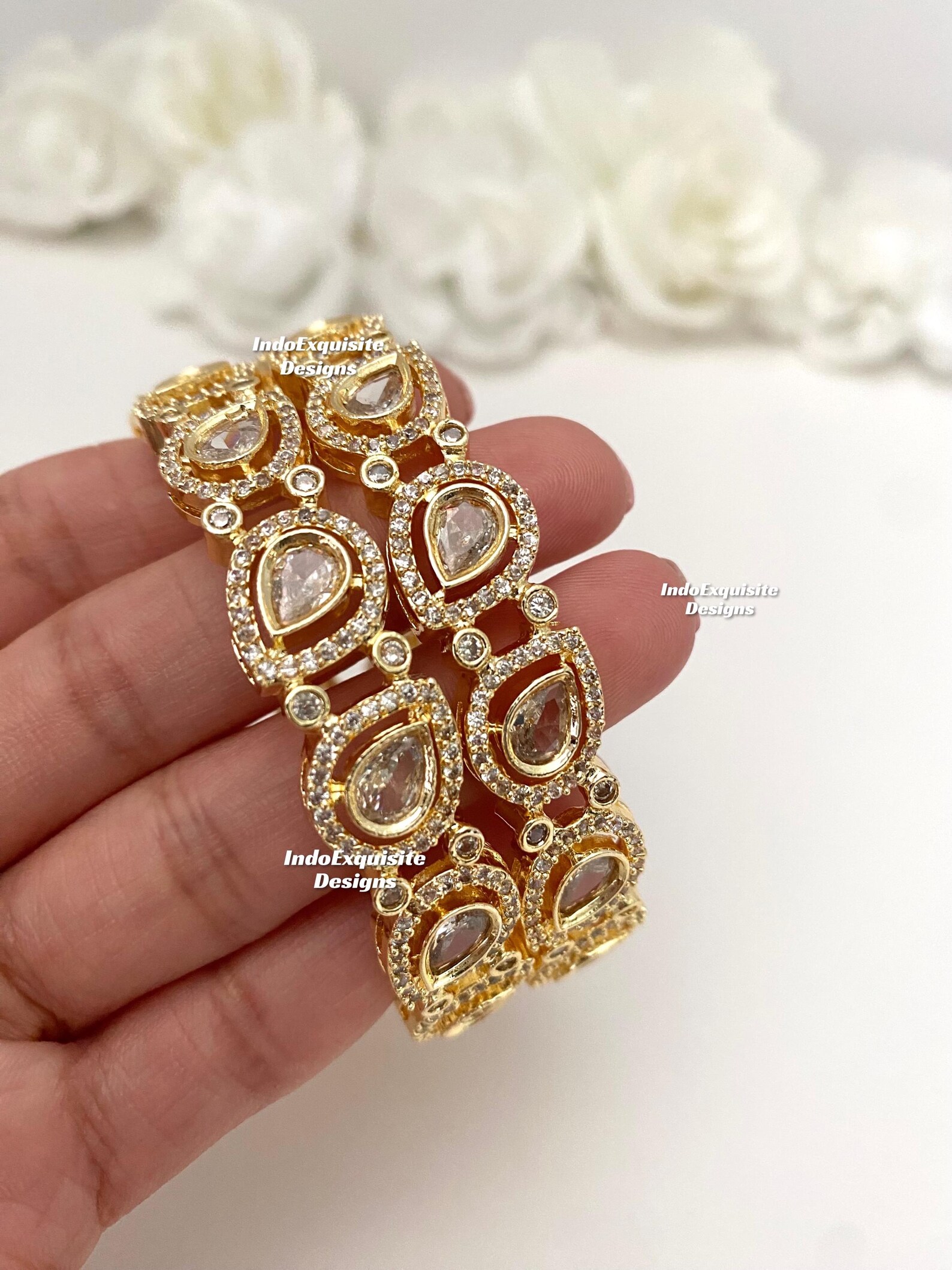 Premium Quality Tyani Inspired Golden Kundan and American Diamond ...