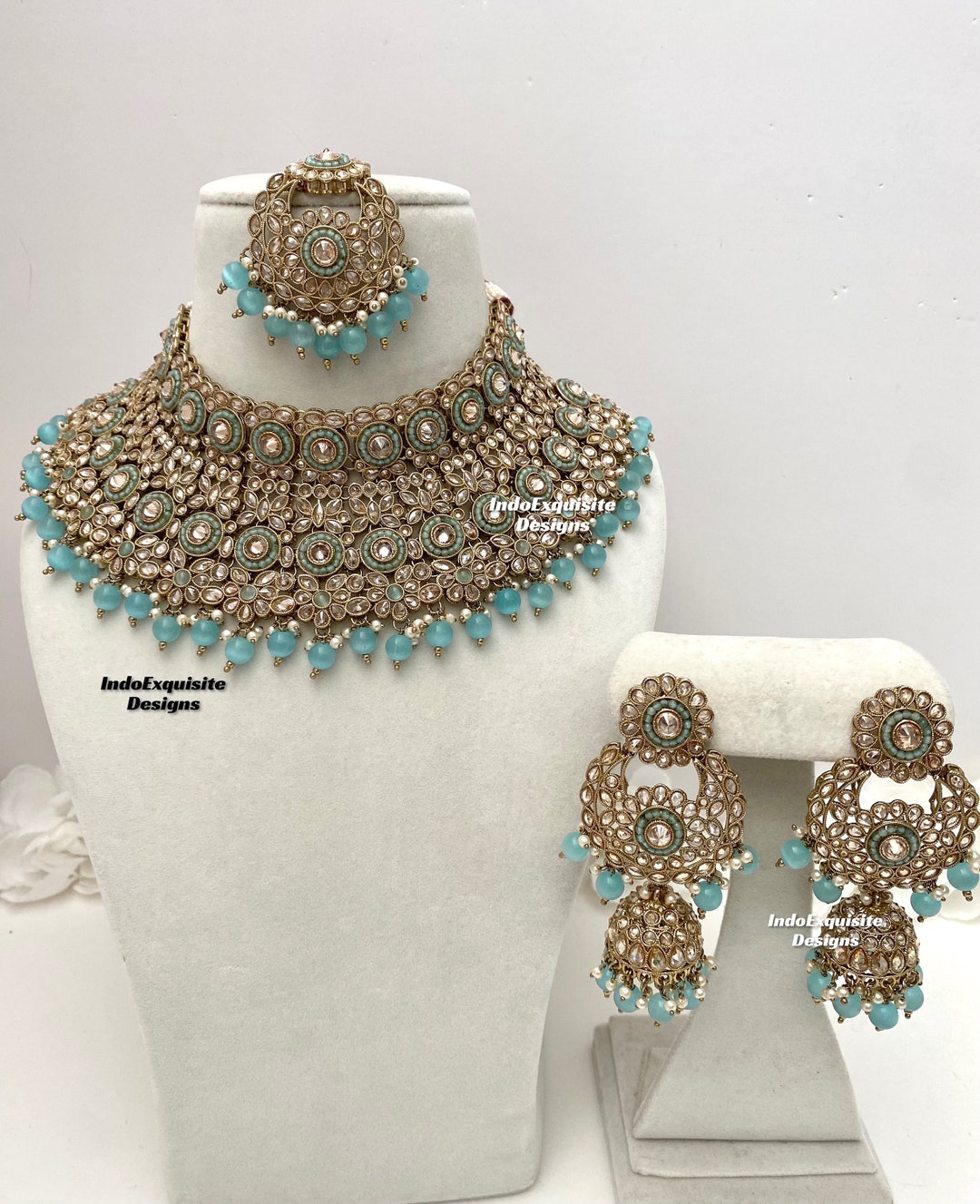 Antique Gold Polki Bridal Necklace Set/indian Bridal Set/ High Quality ...
